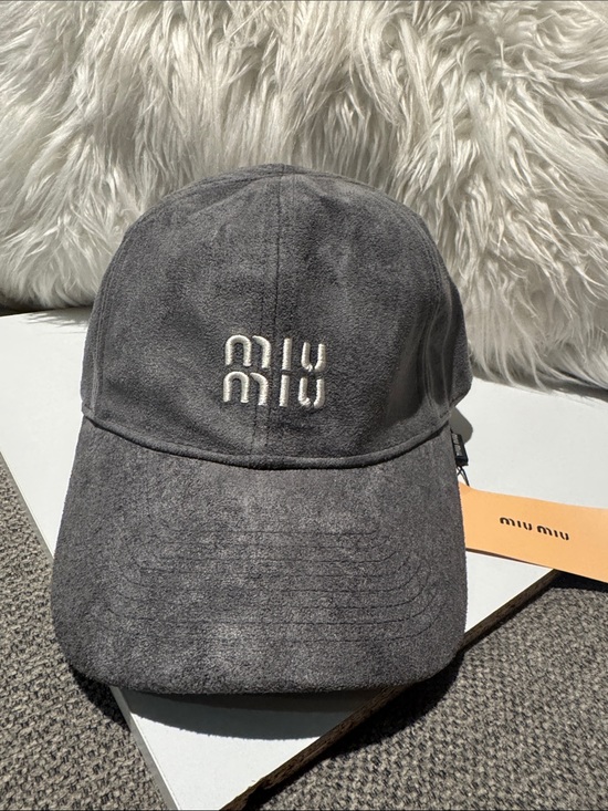 Miu Miu | Accessories | Miu Miu Gray Suede Logo Baseball Cap | Poshmark